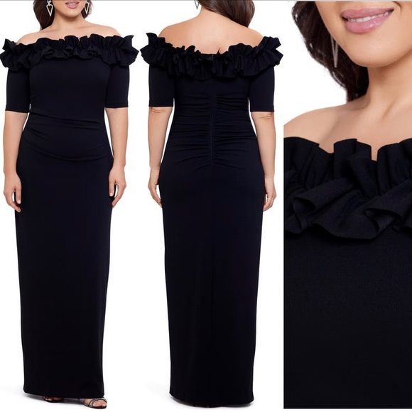 Xscape | Dresses | Xscape Plus Ruffled Offtheshoulder Short Elbow ...